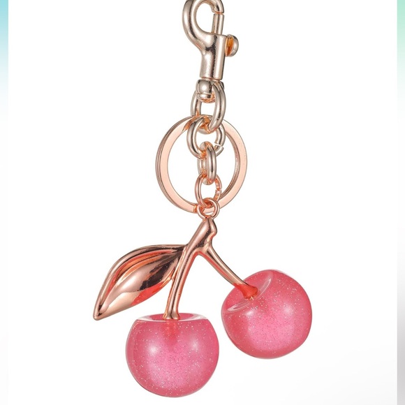 Accessories | Pink Cherry Keychain Bag Charm With Rose Gold Hardware ...